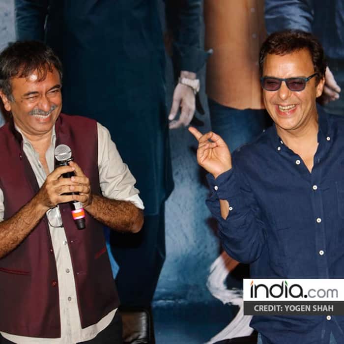 Rajkumar Hirani and Vidhu Vinod Chopra at trailer launch of Sanju