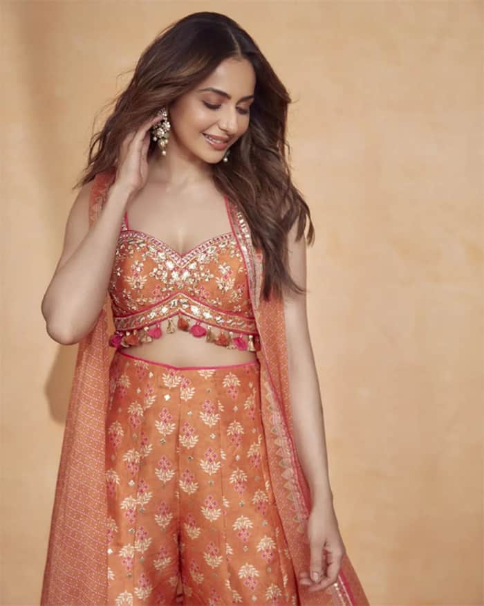 Rakul Preet Singh Dazzles in Hot Orange Ethnic Ensemble | PHOTOS