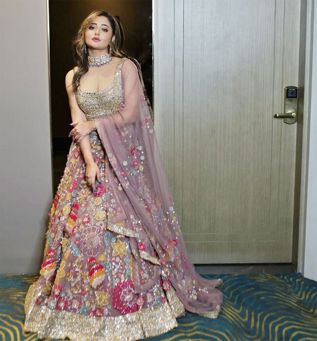 Rashami Desai Mesmerises in a Floral Sparkly Lehenga as She Joins Umar ...