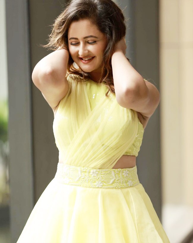 Rashami Desai poses pretty in a yellow mini dress