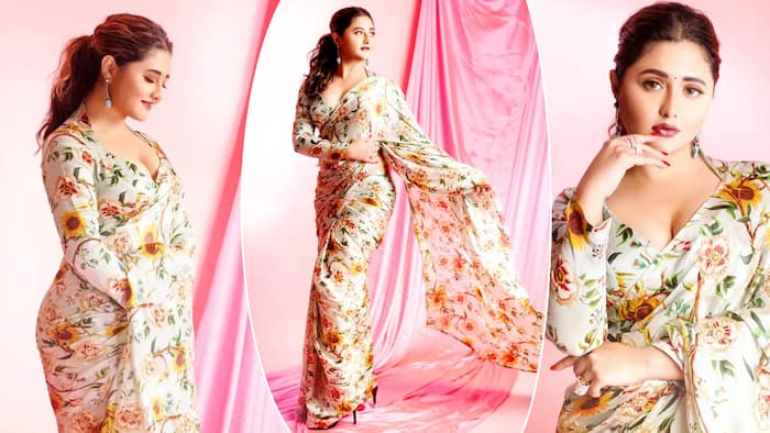 Rashami Desai is a Hot Siren in Printed Floral Saree With Sexy Blouse ...