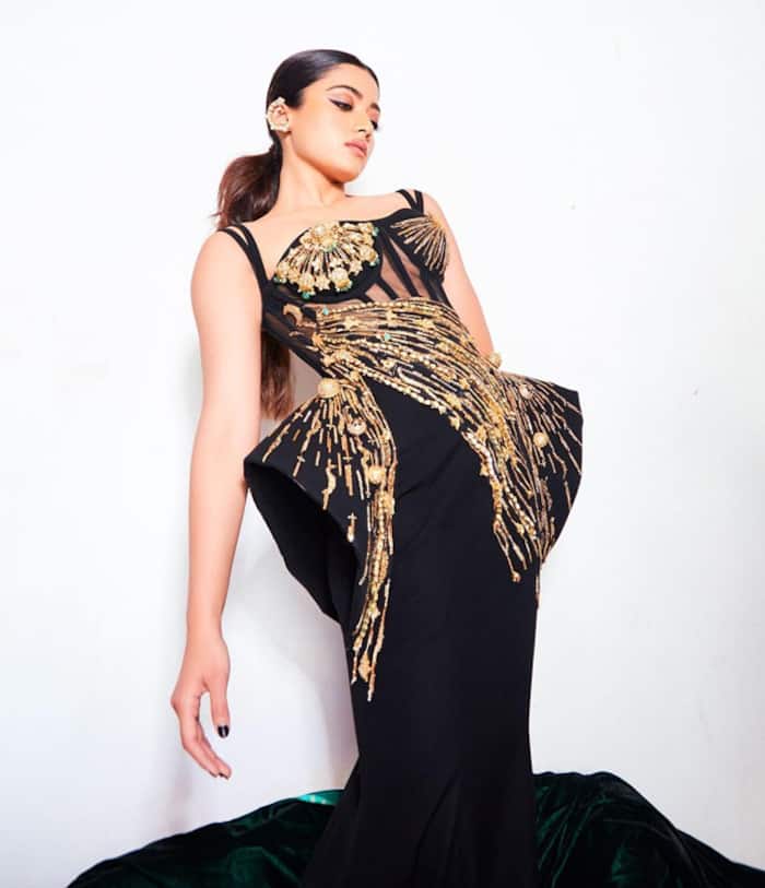 Rashmika Mandana's Regal Black-Golden Gown Is An Ode To Indian Couture ...