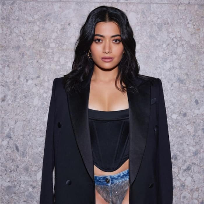 Rashmika Mandanna exudes a perfect blend of class and glam in oversized coat, chic corset and ...