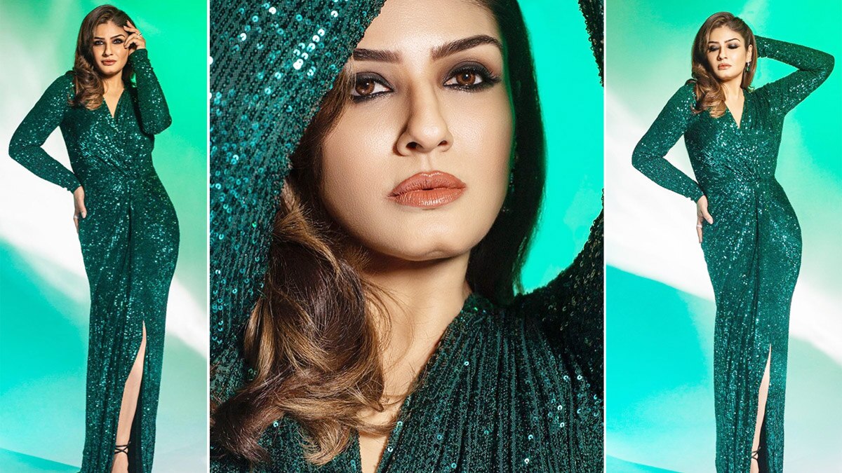 Raveena Tandon’s Glamorous Look in Her Green Sultry Gown Oozes Charm