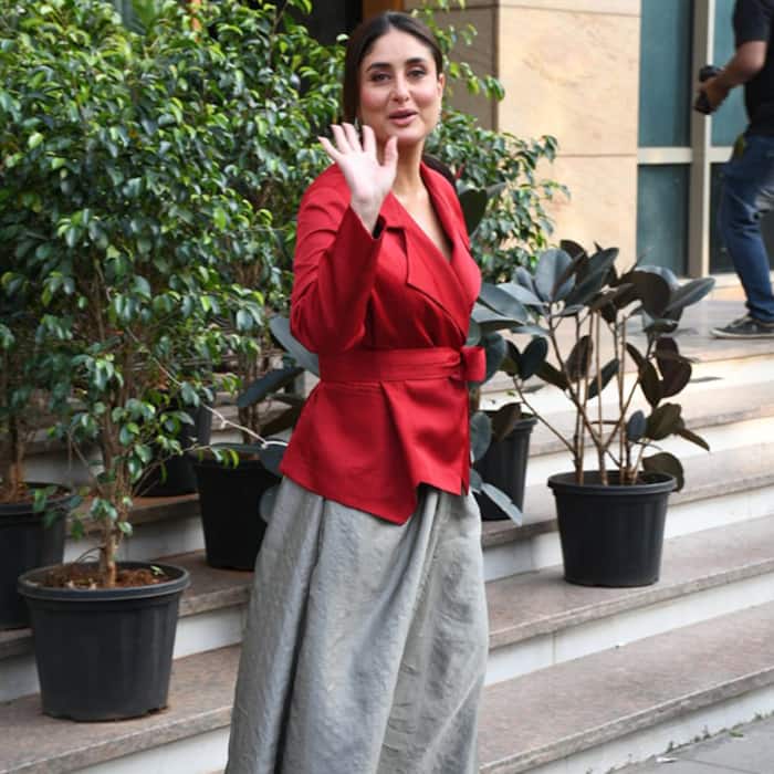 Kareena kapoor Paints The Town Red In A Red Blazer Teamed With Grey ...