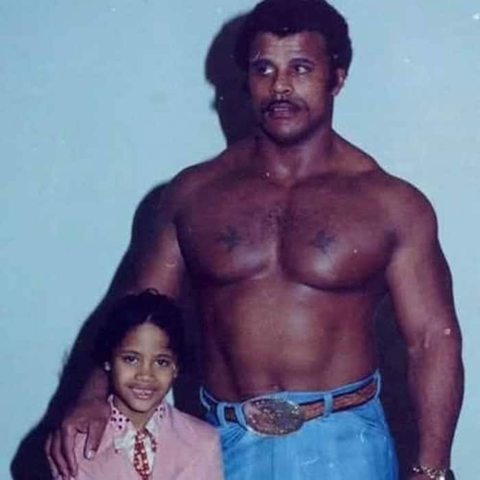 Rocky Johnson and Dwayne Johnson During 2008 WWE Hall of Fame Event