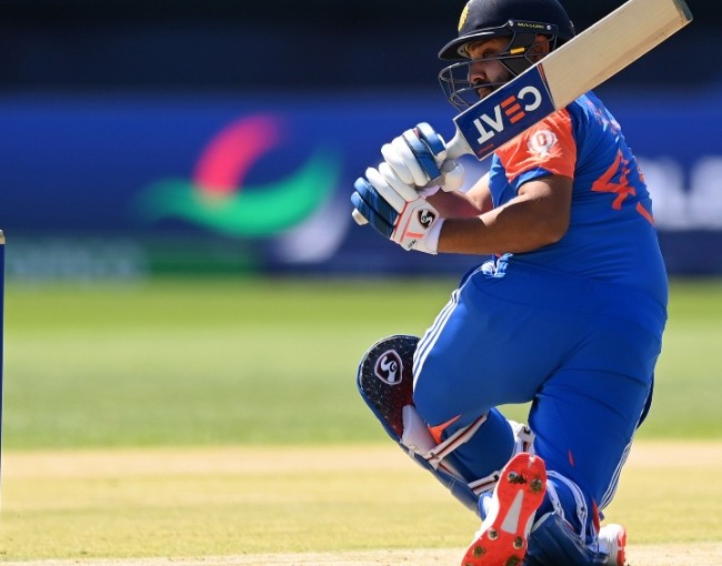 Rohit Sharma in action against Bangladesh in a warm up game in T20 ...