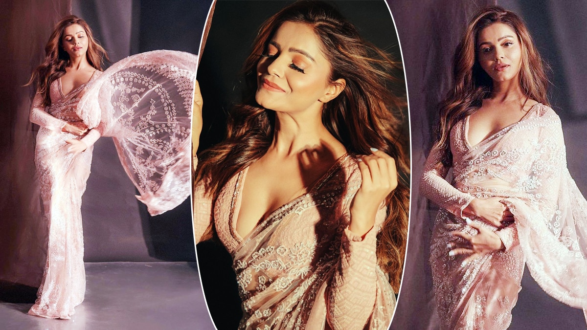 Rubina Dilaik Sizzles in Her Hot Blouse With Deep Neckline And Matching Saree l PHOTOS