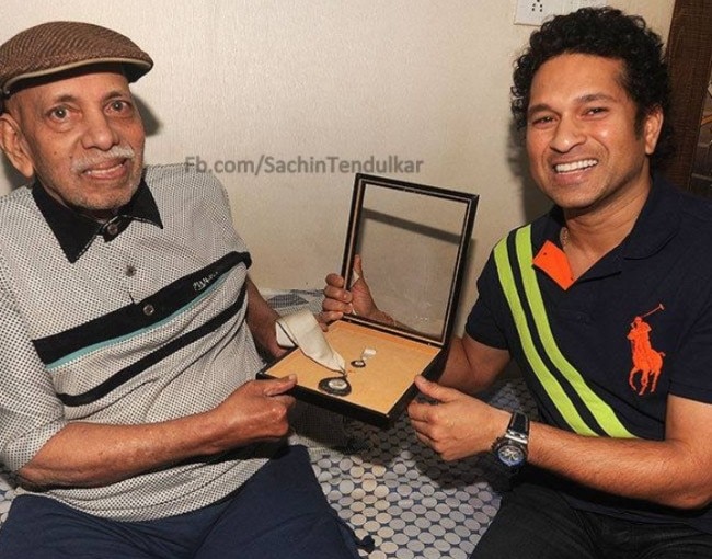 Sachin Tendulkar and his childhood coach Late Ramakant Achrekar.