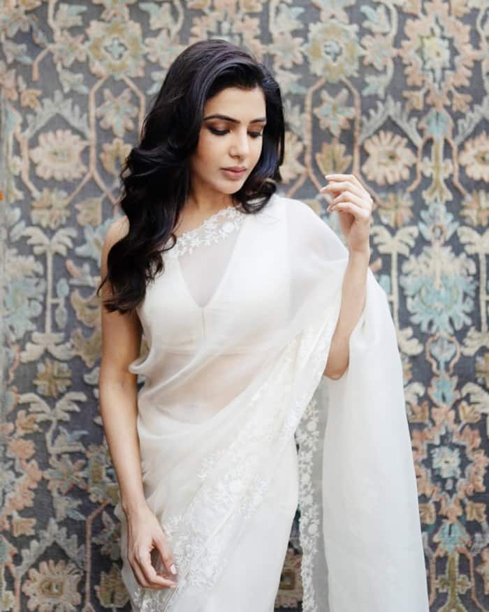 Samantha Ruth Prabhu Amazes Internet in Hand Embroidered Ivory Organza ...