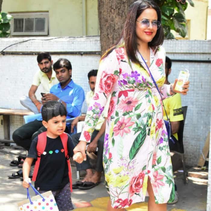 Pregnant Sameera Reddy Papped With Son Looking Radiant