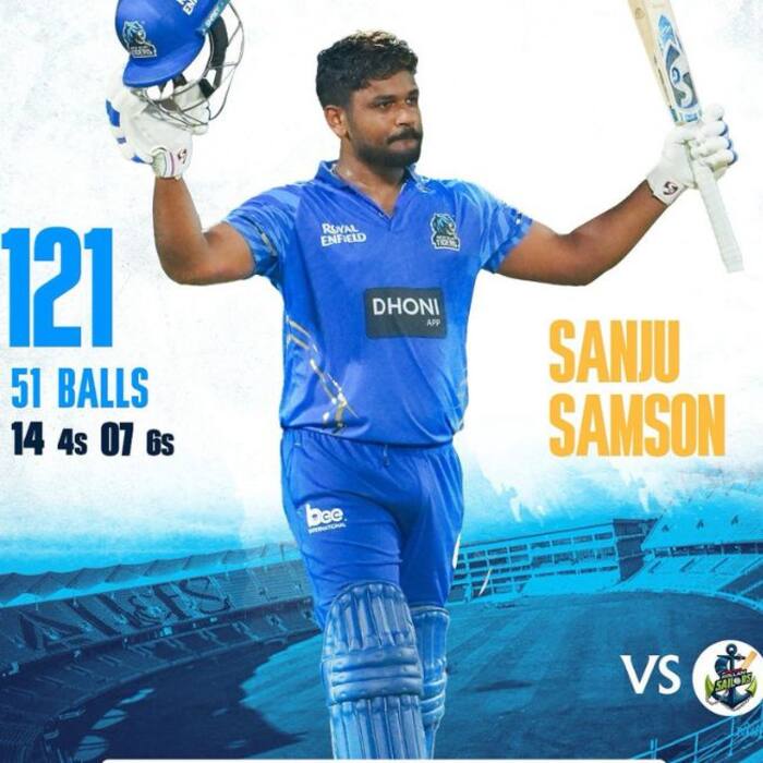 Sanju Samson scored a 42 ball century in Kerala Cricket League 2025