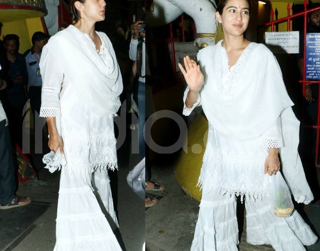 Sara Ali Khan greets paparazzi outside Shani temple