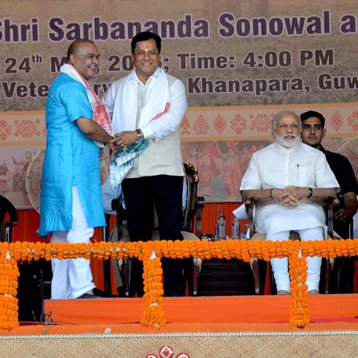 Sarbananda Sonowal sworn in as first BJP CM of Assam, see pics Sarbananda Sonowal sworn in as first BJP CM of Assam, see pics