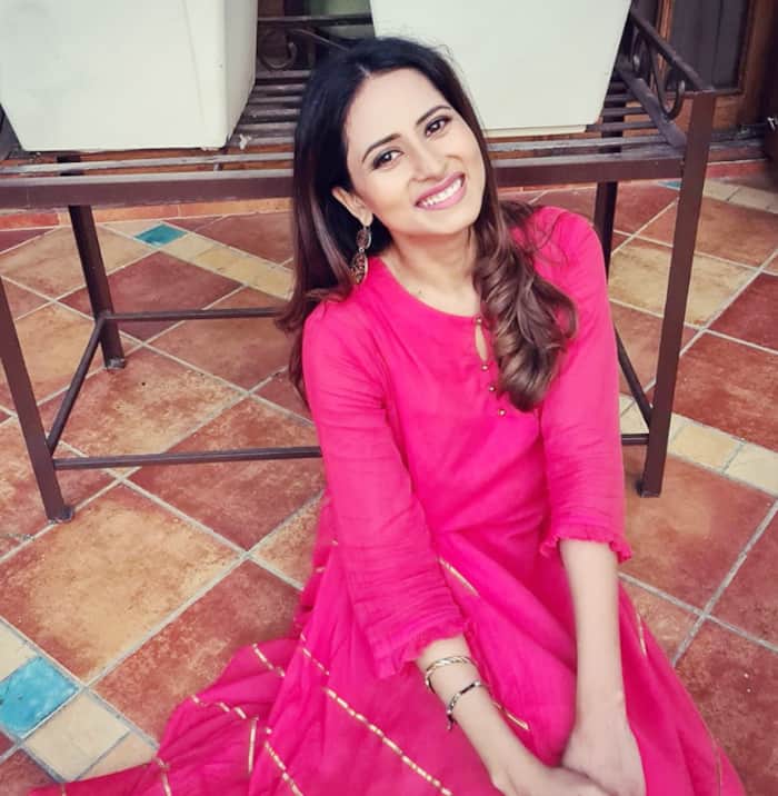 Sargun Mehta Poses in Mini Blue Dress