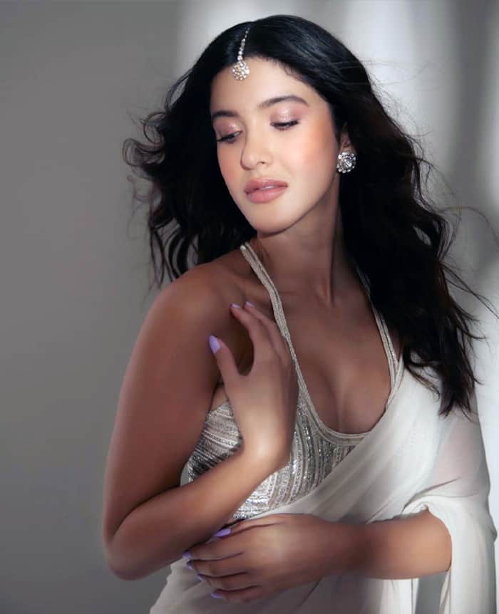 Shanaya Kapoor Oozes Oomph in Hot White Saree And Sexy Silver Blouse - See Viral Pics