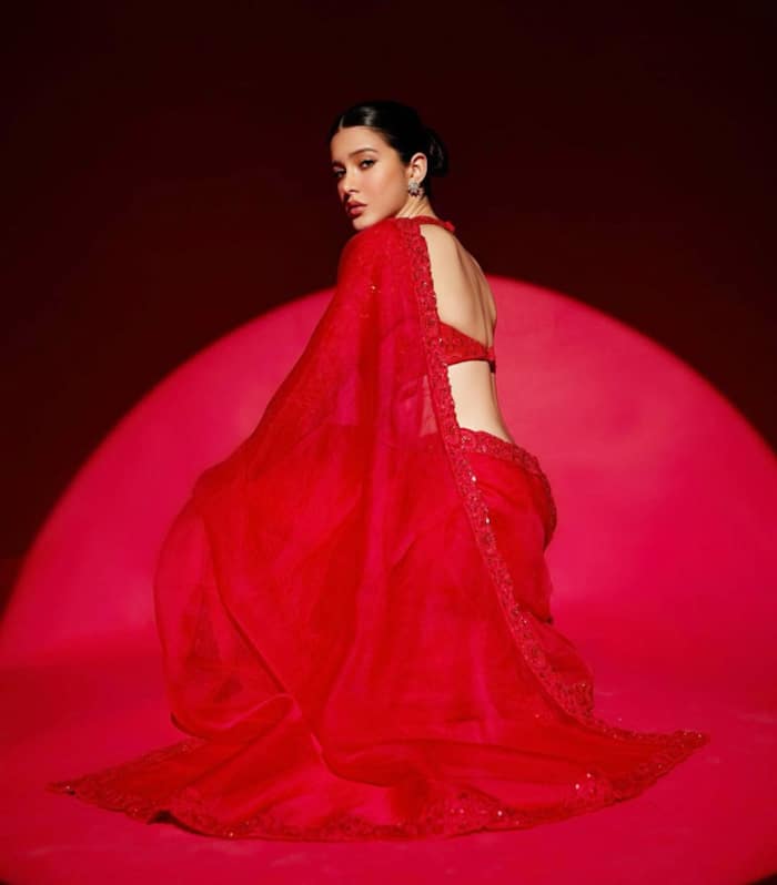 Shanaya Kapoor Embodies Elegance And Class in Stunning Embroidered Red Saree- HOT PICS