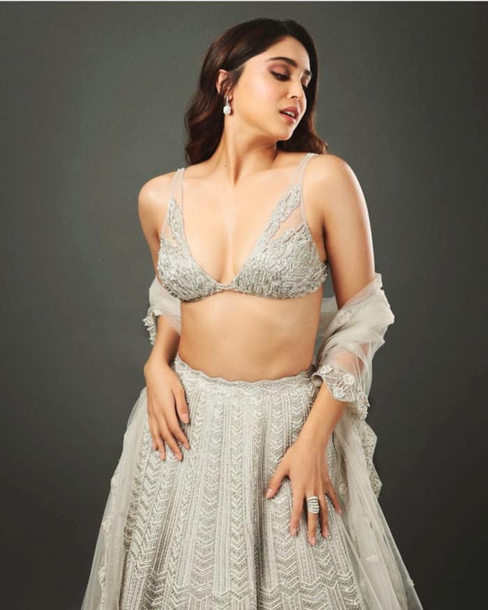 Sharvari Wagh is a Stunner in Silver Blingy Lehenga With Plunging Bralette And Sheer Dupatta ...