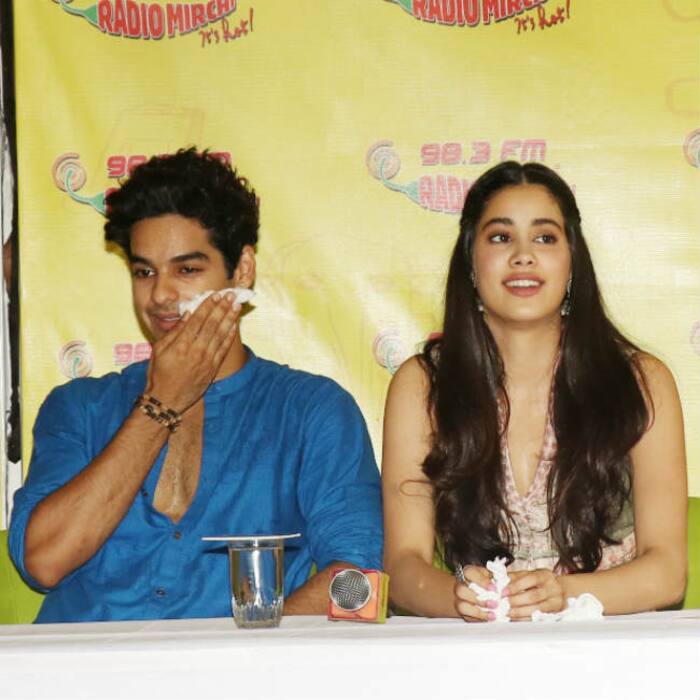 Janhvi Kapoor, Ishaan Khatter and Shashank Khaitan pose for the cameras as the release new track ...