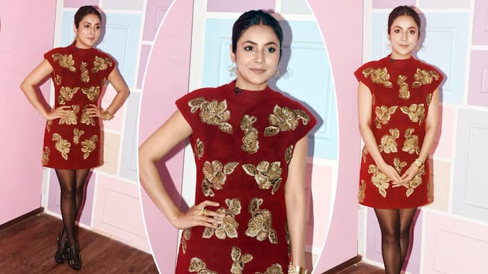 Shehnaaz Gill’s Sensuous Hot Look in Velvet Maroon Dress, Diva All Set ...