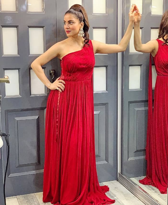 Shraddha Arya wore a stunning red gown
