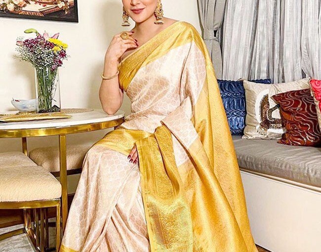 Shraddha Arya rocks a fully ethnic look in a golden saree