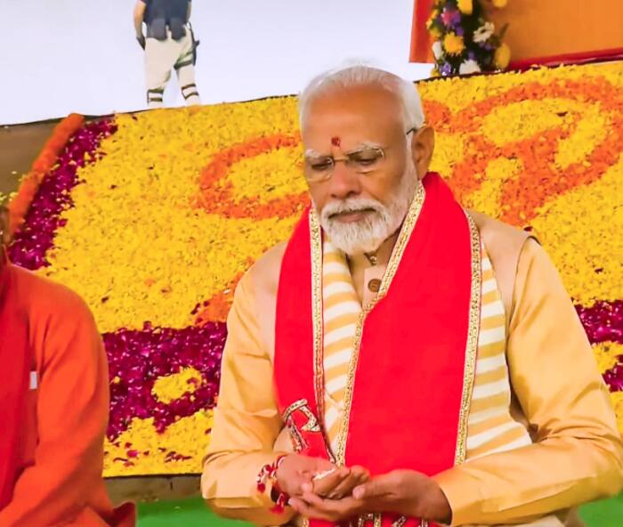 In Pics: PM Modi Performs Pooja At Shri Kalki Dham Foundation Stone Ceremony