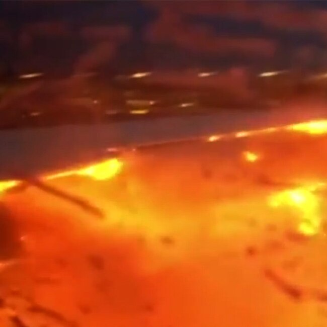 Photos Singapore Airlines Right Wing Catches Fire While Making