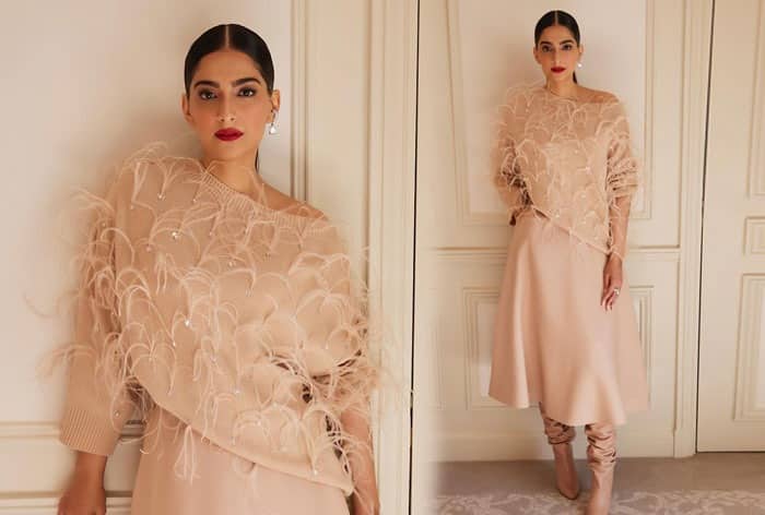 Sonam Kapoor chooses sleek middle parted ponytail with her attire