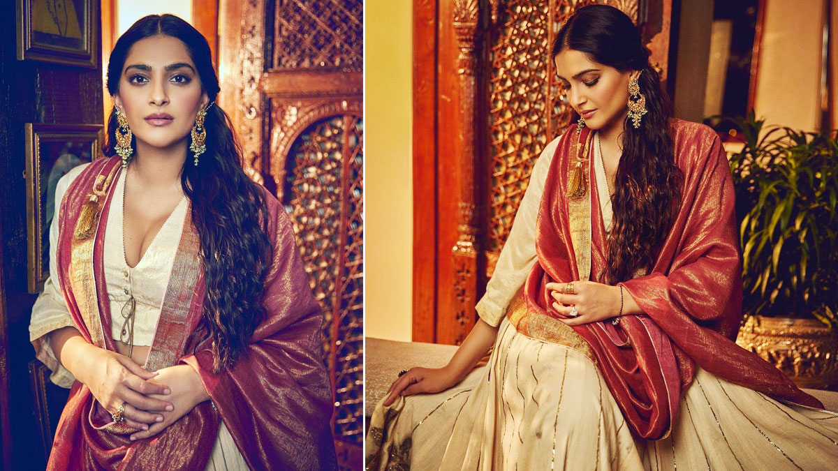 Sonam Kapoor Exudes Royalty and Grace in Off-White Crop Top, Skirt With ...