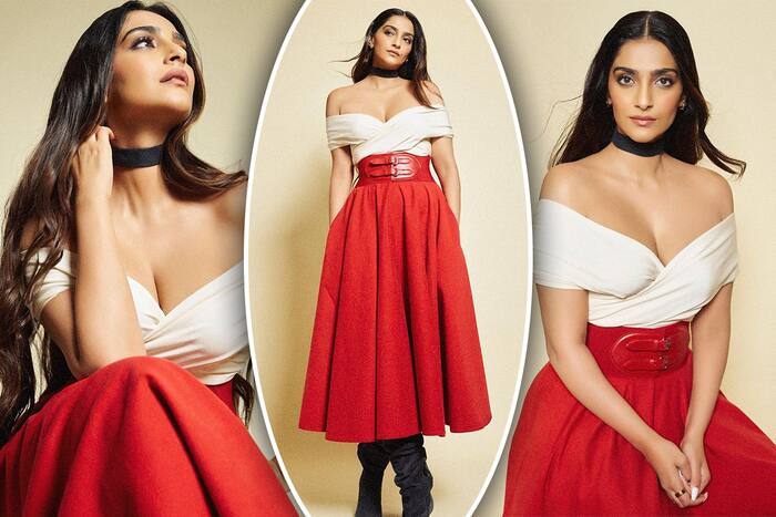 Sonam Kapoor Gives Major 'Geet' Vibes in White Off-Shoulder Top, Red Skirt And Boots | PHOTOS
