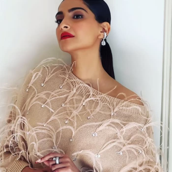 Sonam Kapoor Shells Classy Vibes in Beige Off-Shoulder Top, Midi Skirt And Long Boots- HOT PICS