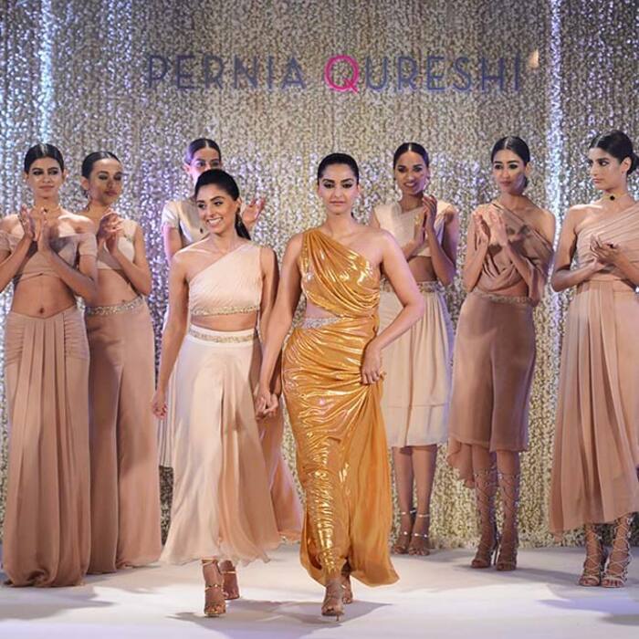 Sonam and Pernia pose during the fashion show