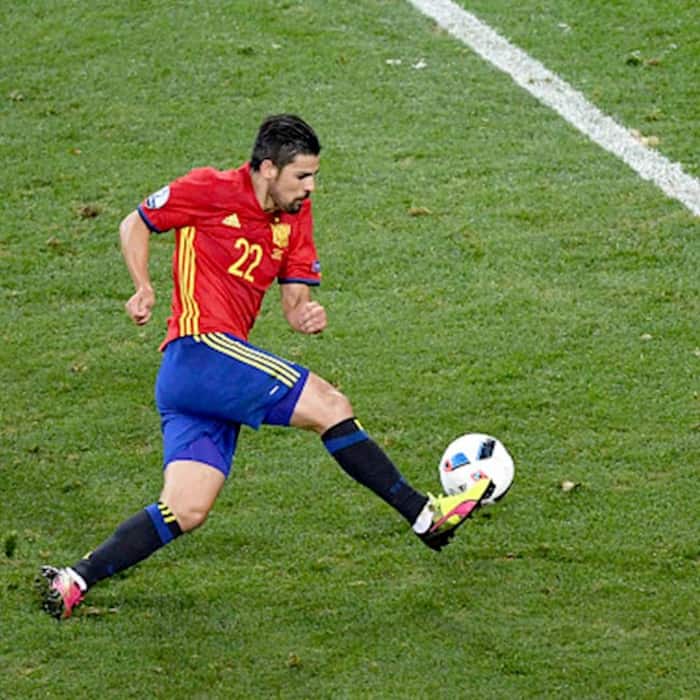 Spain’s Manuel Agudo Nolito scores the second goal against Turkey in ...