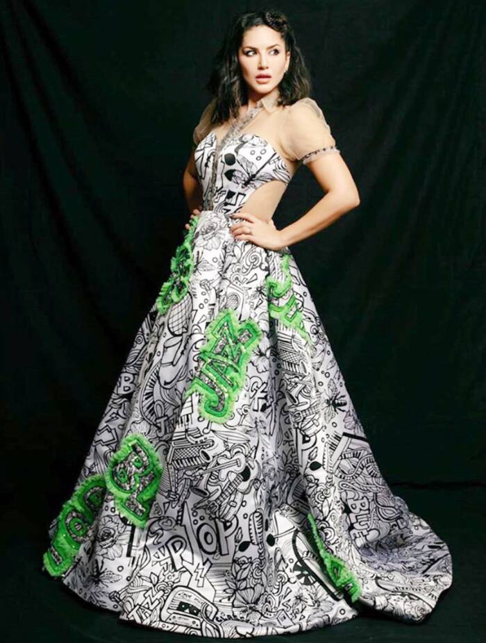 Sunny Leone Looks Drop-dead Gorgeous in Monochrome Gown