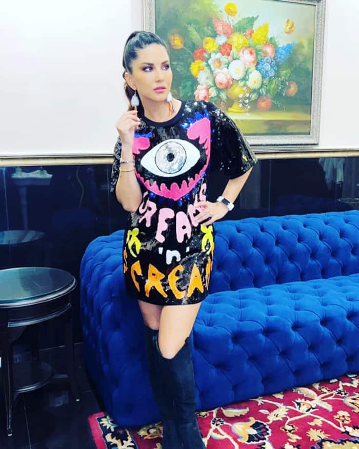 Sunny Leone is Party Ready in Her Quirky T Shirt Dress And Those Hot ...