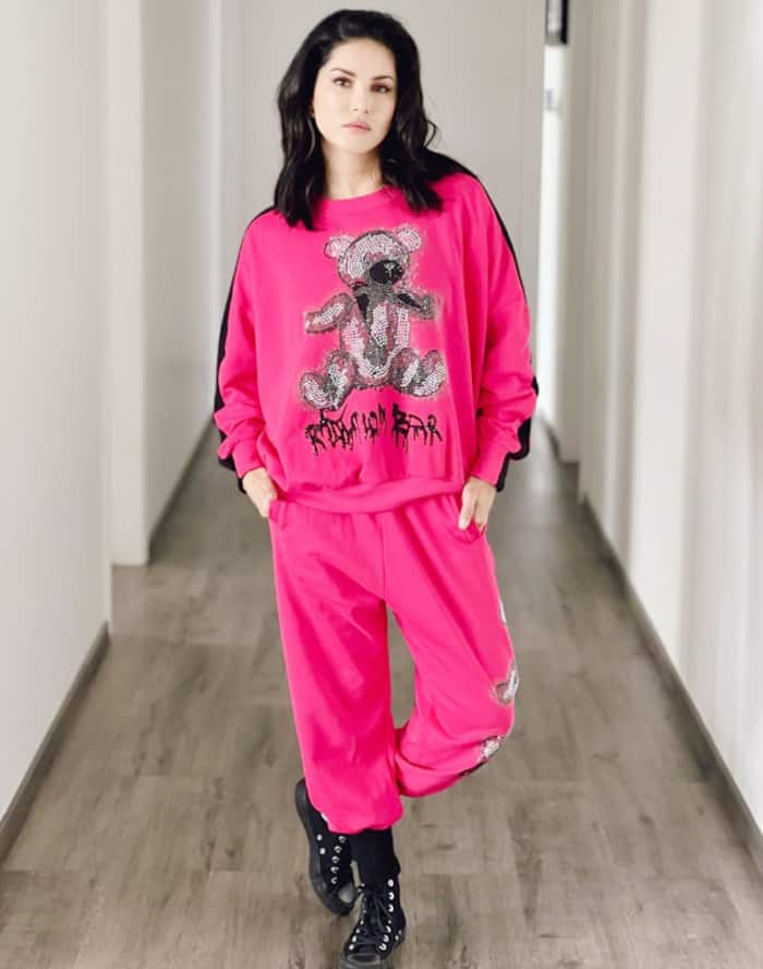 Sunny Leone Looks Adorable in a Pink Co-ord Set