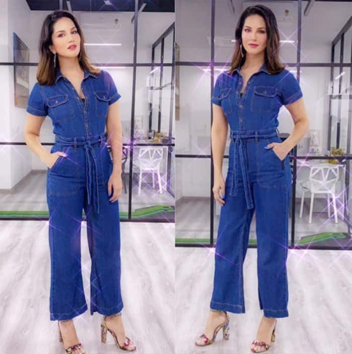 Sunny Leone 'Feels Like Summer' in Hot Halter Neck Crop Top And Denim Skirt