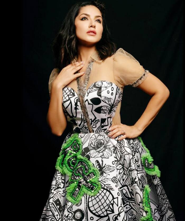 Sunny Leone Looks Drop-dead Gorgeous in Monochrome Gown