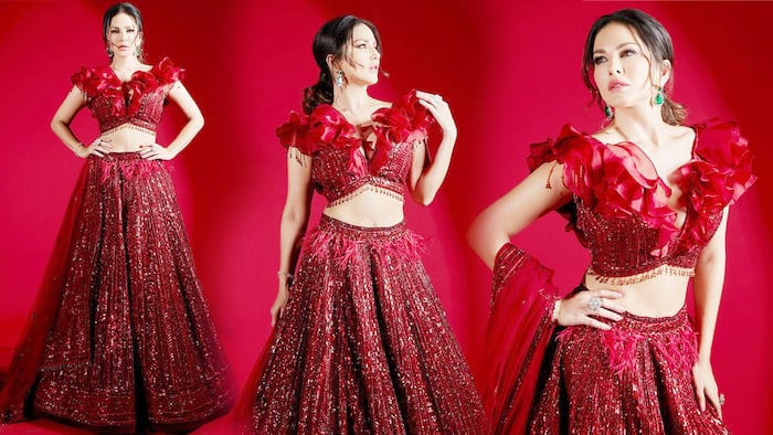 Sunny Leone Looks Like The Sexiest Strawberry in Blingy Red Lehenga ...