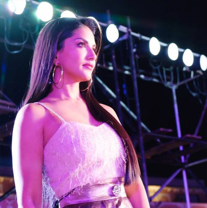 Sunny Leone is Making Heads Turn in Beige Crop Top And Shimmery Pants
