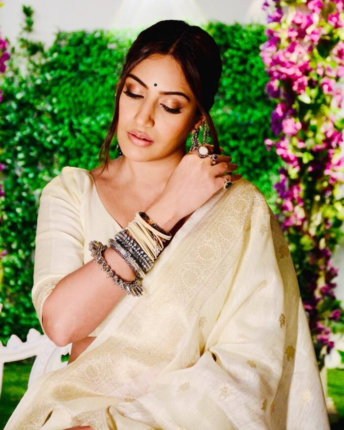 Surbhi Chandna Dazzles in Hot Backless Blouse And Matching Saree l PHOTOS