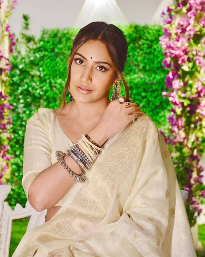Surbhi Chandna Dazzles in Hot Backless Blouse And Matching Saree l PHOTOS