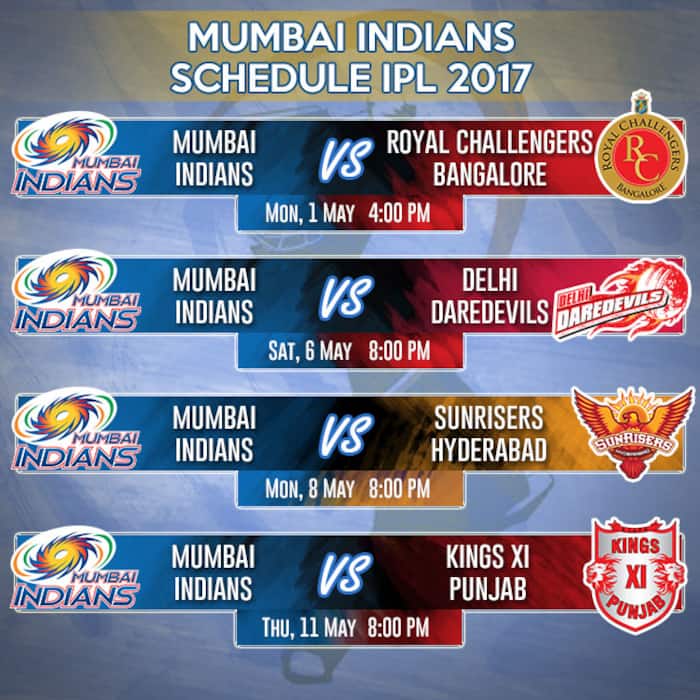 Vivo IPL 2017: Team wise schedule of matches for Indian Premier League ...