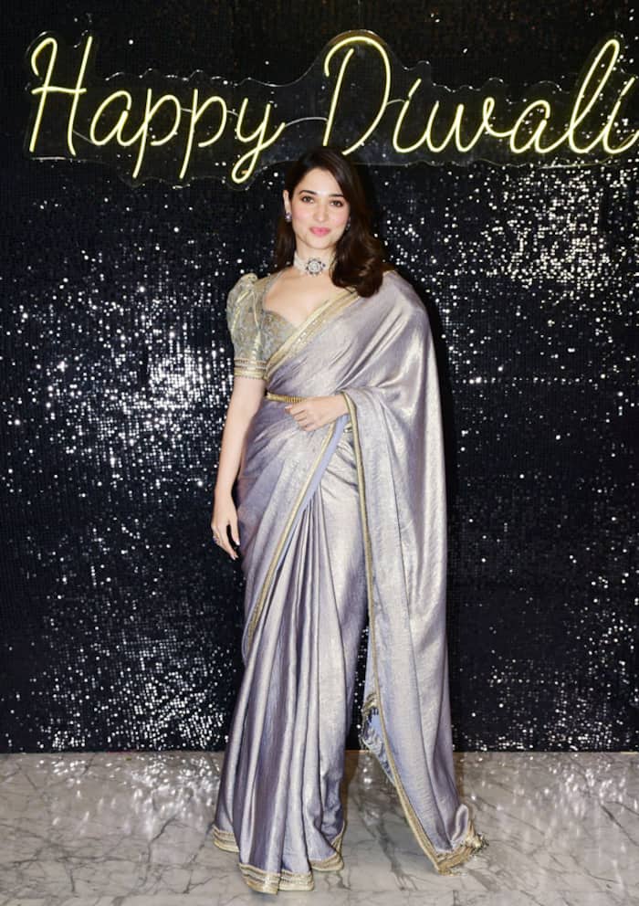 Diwali 2022: Tamannaah Bhatia looks elegant in a beautiful grey saree