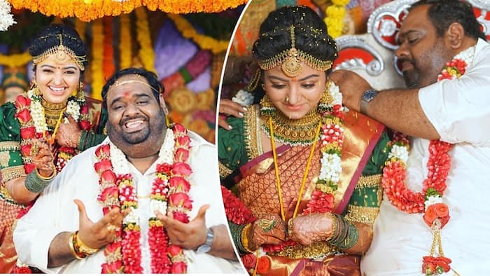 Newlyweds Mahalakshmi Ravindar Chandrasekaran Pose Together