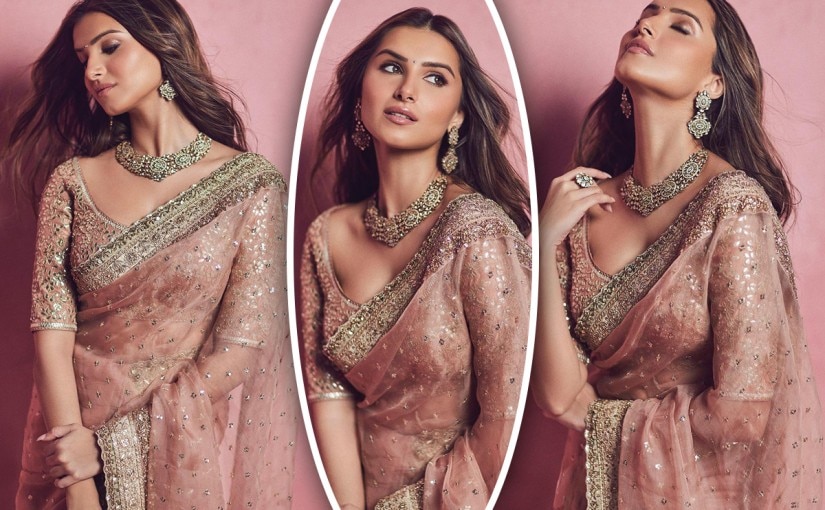 Tara Sutaria Looks Stunning In Pink Saree