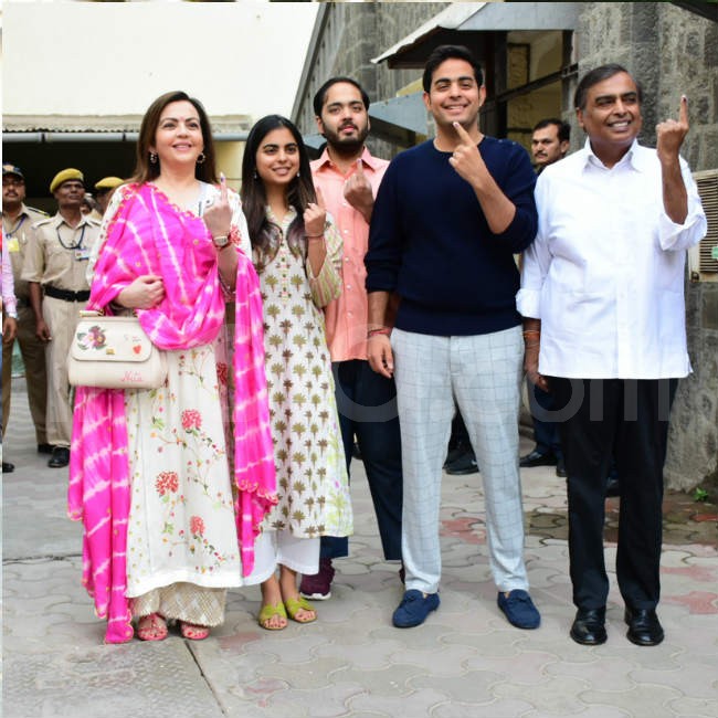 The Ambanis go to cast vote