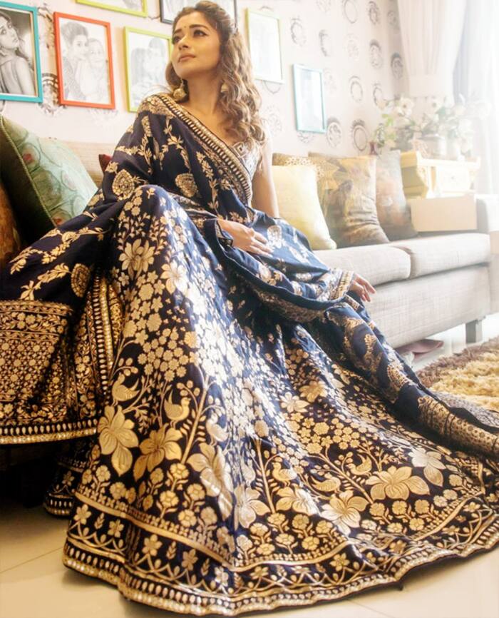 Tina Datta carries a traditional lehenga look