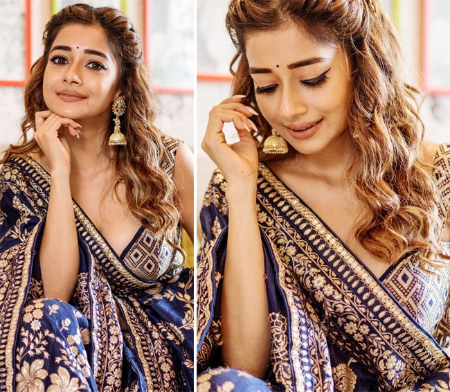 Tina Datta wears a stunning blue lehenga